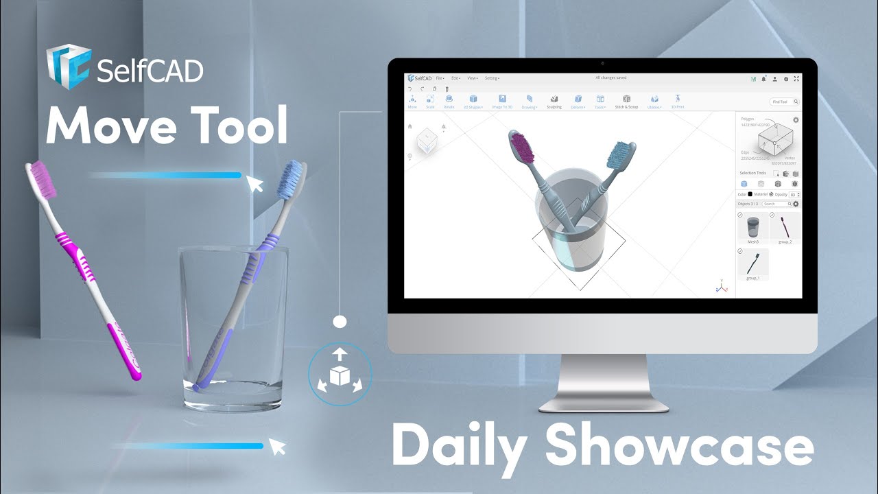 3D Transformation Tool 'Move Tool'- Daily Showcase - selfcad.com - YouTube