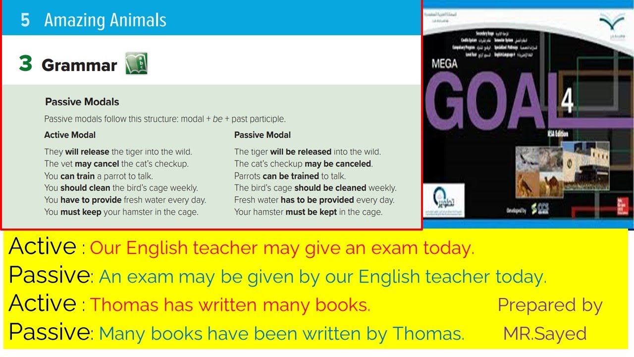 Mega Goal 4 #unit 5# Grammar part 1( Passive Modals) إنجليزى ثانى ثانوى الوحدة الخامسة القاعدة ...