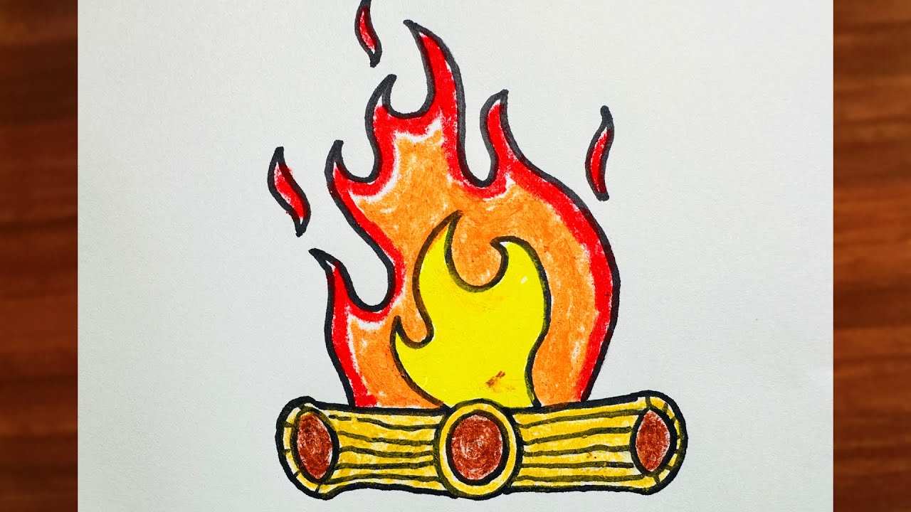 How to draw fire | Easy and cute fire drawing - YouTube