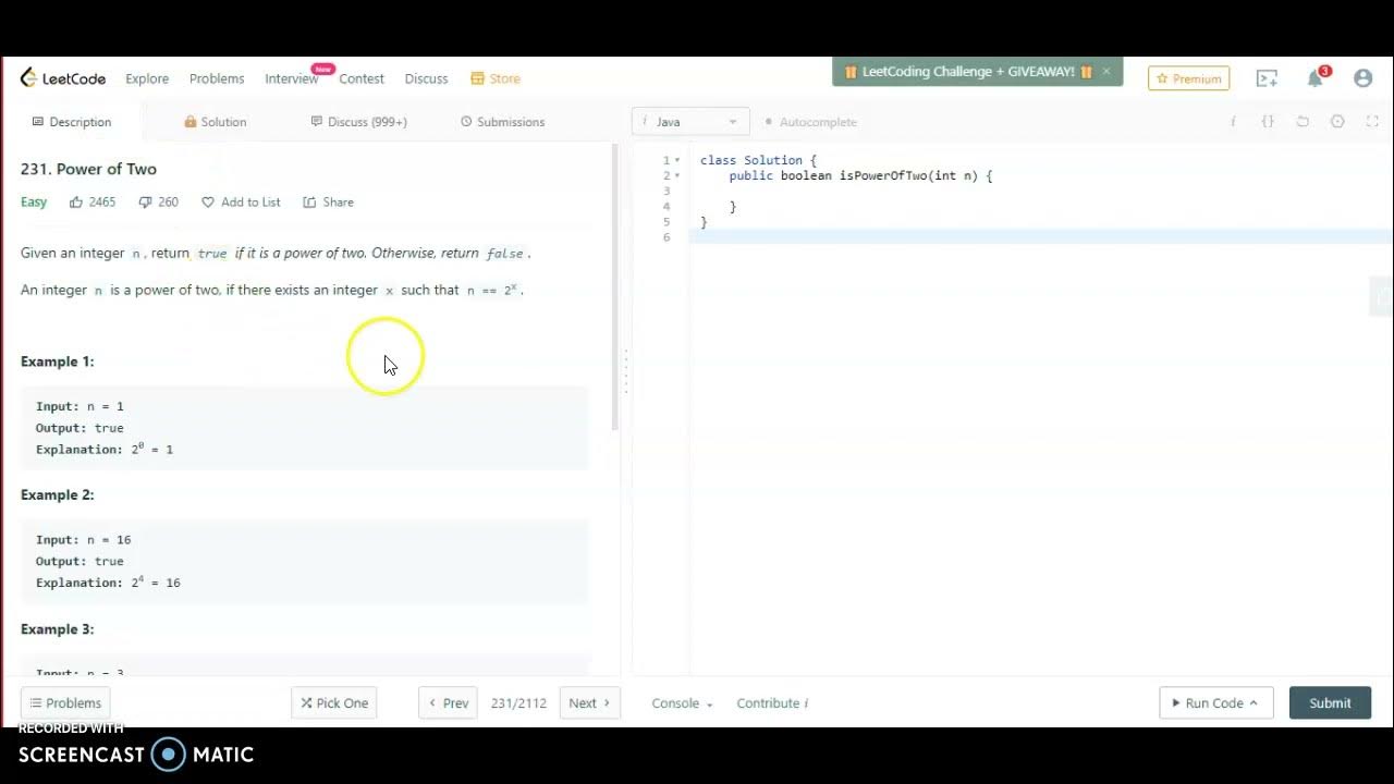 Power Of Two Leetcode Coding Youtube