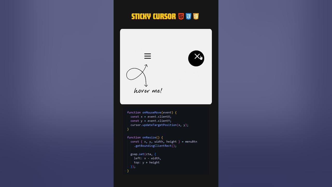Sticky Cursor using HTML, CSS & JS #sticky #cursor #projects #html #css #tutorial #viralreels # ...