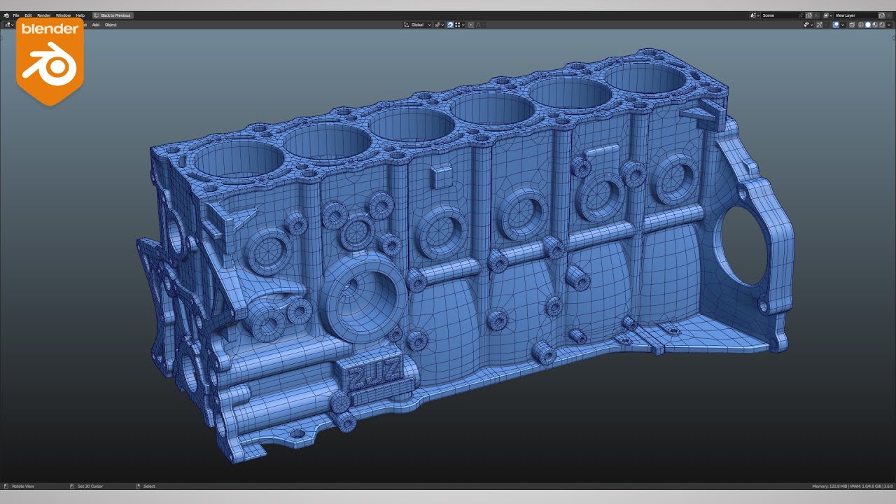 Model 2JZ - GTE Engine block ( Timelapse Part 2 ) | Blender 3.6 - YouTube