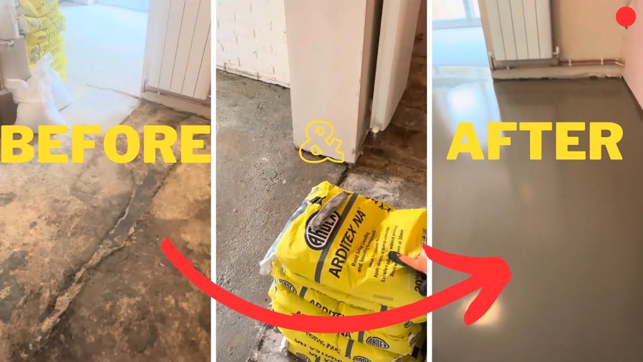 Leveling a damaged bumpy floor. - YouTube