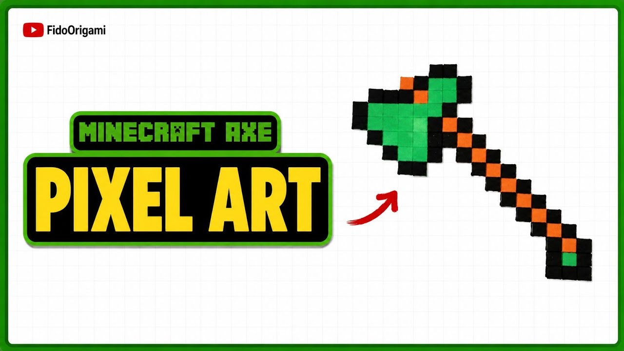 Minecraft Axe Pixel Art Tutorial ⛏️ | Easy Drawing on Grid Paper - YouTube