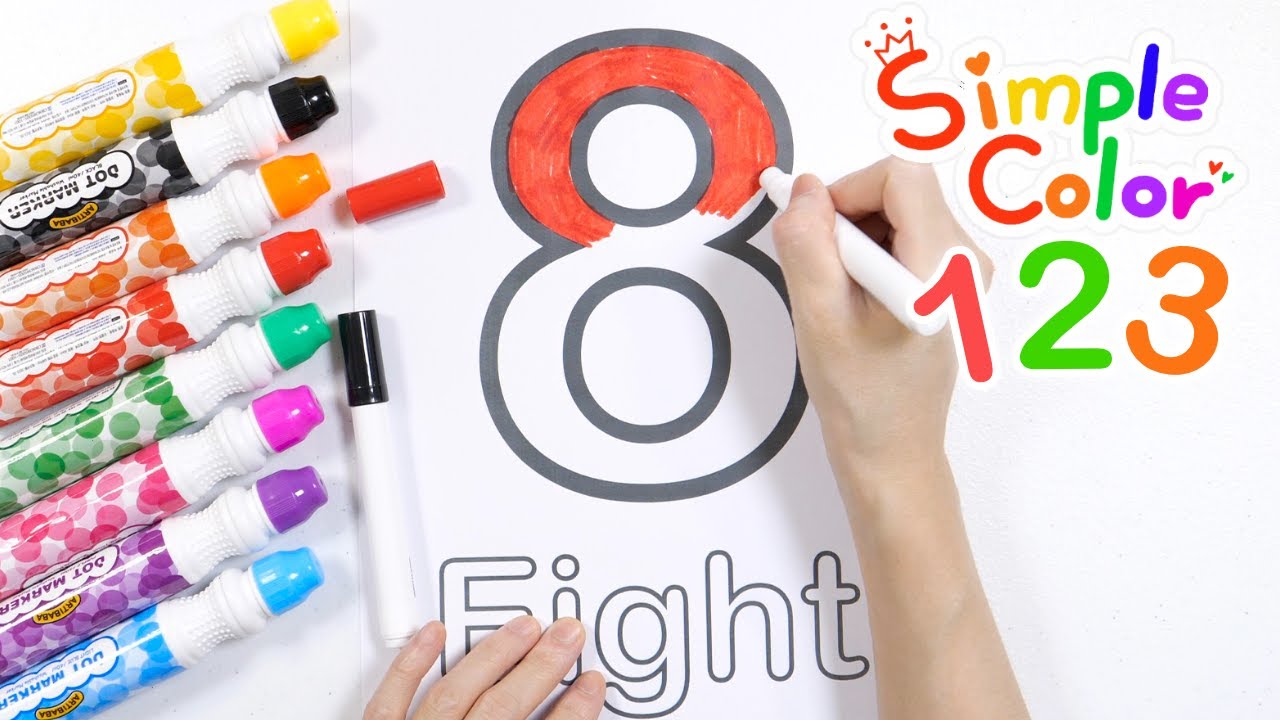 For kids | Learn number 8 by matching, writing, coloring correct number ...