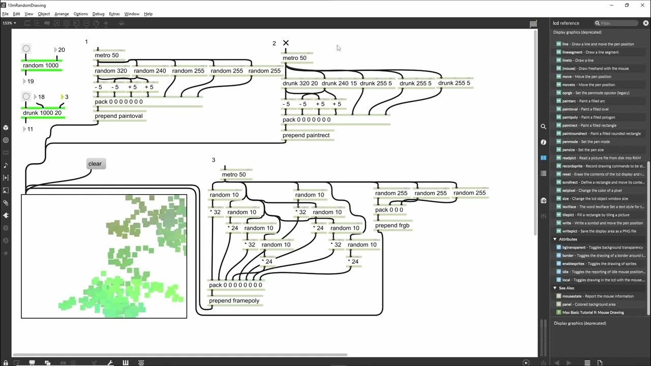 Max Tutorials Max Basic Tutorial 10 Random Drawing Your First Steps into the World of Max MSP ...