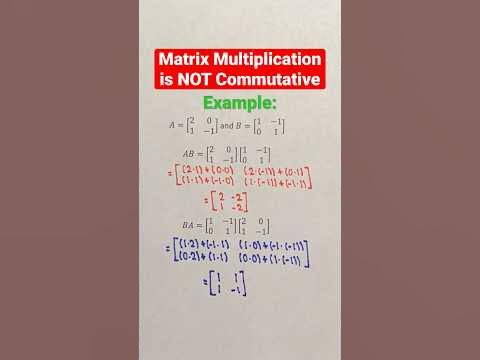 Matrix Multiplication is NOT Commutative #Shorts #linearalgebra - YouTube