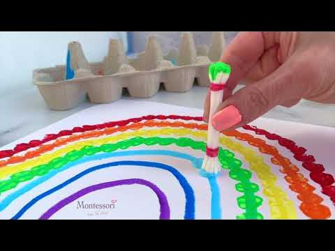 Q TIP-RAINBOW PAINTING KIDS CRAFT - YouTube