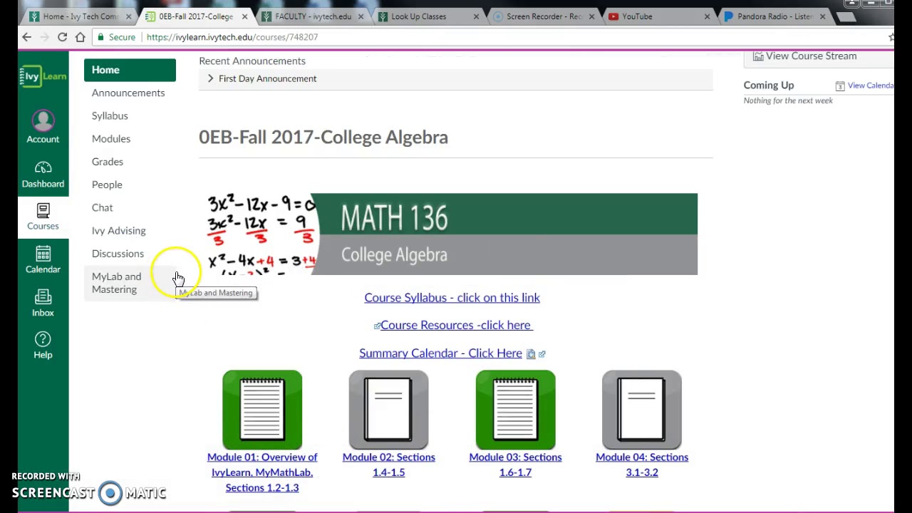 IvyLearn Walkthrough: Math 136 Fall 2017 - YouTube