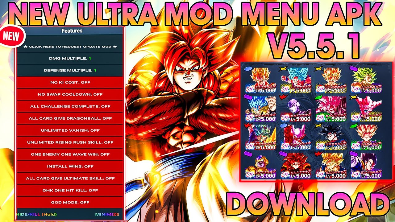 NEW Dragon Ball Legends ULTRA MOD MENU V5.5.1 APK / UNLOCK 14 STARS ...