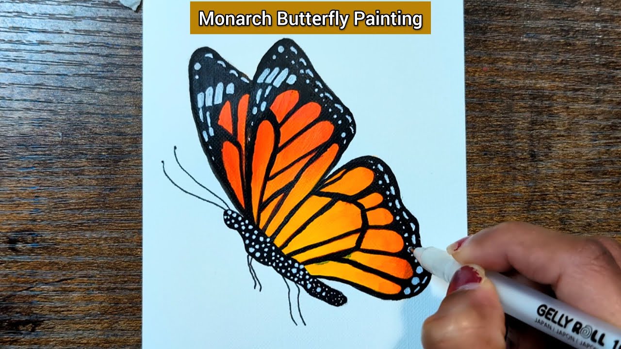How to Paint Monarch Butterfly | Acrylic Painting Tutorial | Step-by ...