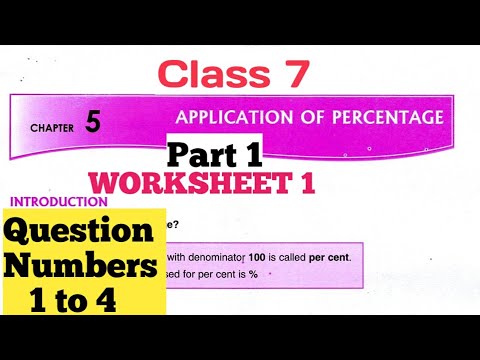 D.A.V. Math | Class 7 | Ch-5 | Application Of Percentage | Worksheet 1 ...