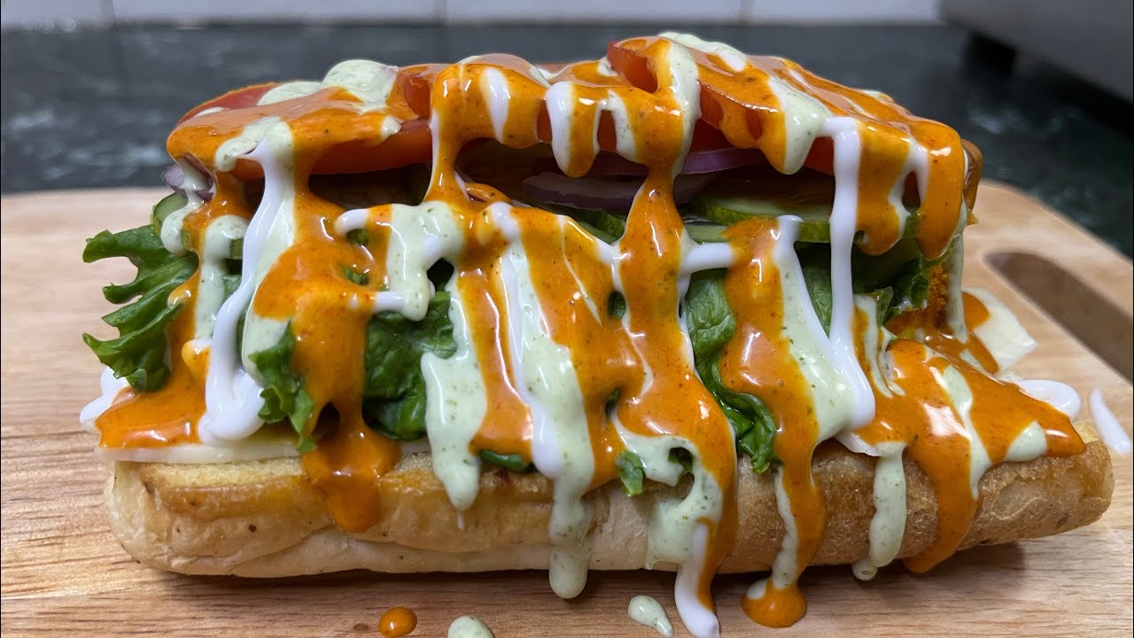 Paneer tikka sub style sandwich | mint mayo | chipotle sauce recipe ...
