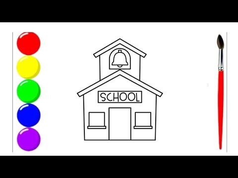 School🏫 drawing painting and colouring for kids and toddlers*ABCD rhyme ...