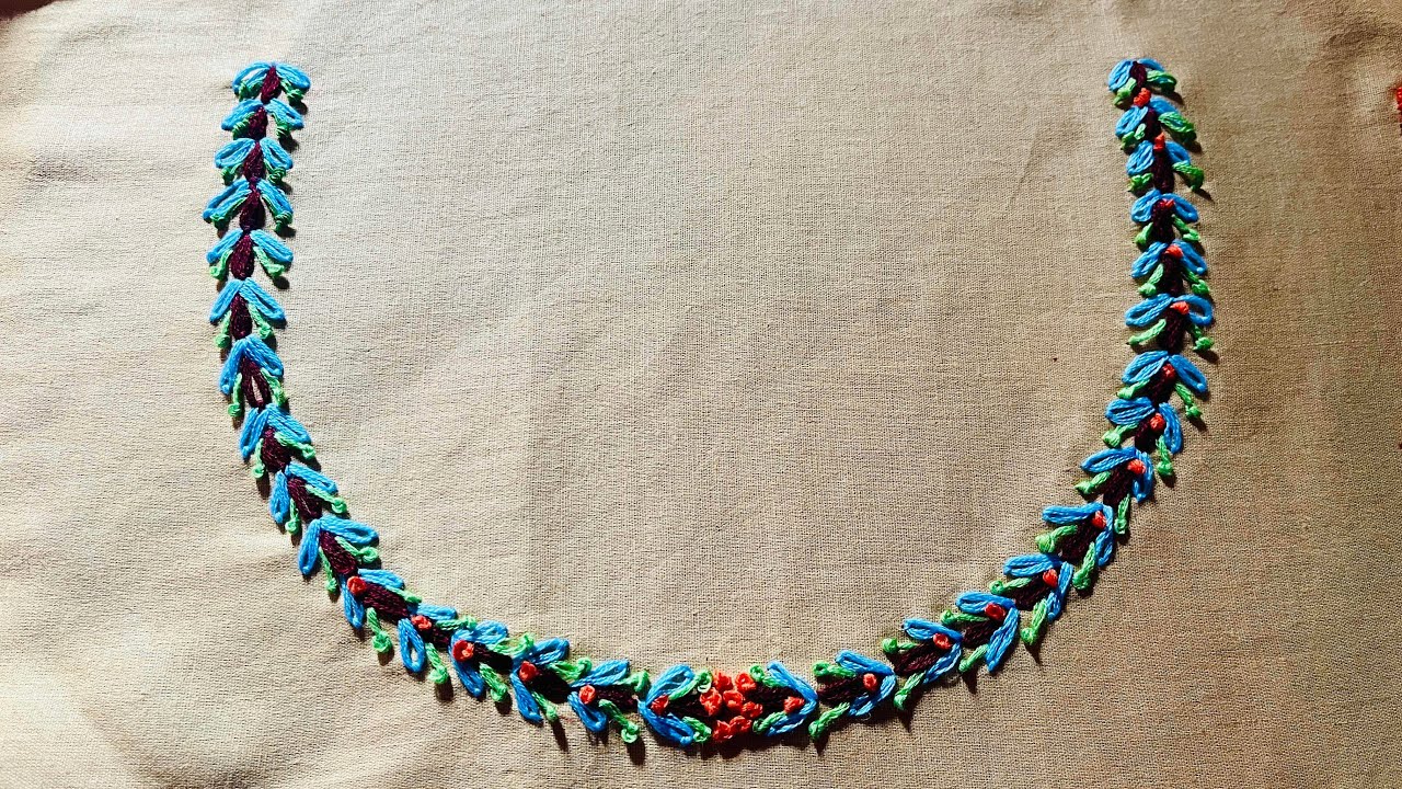 Round Neck Hand Embroidery Design/ हाथ की कढ़ाई/ - YouTube