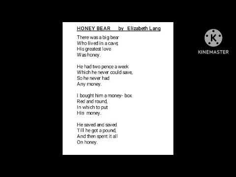 Honey Bear by Elizabeth Lang: #englishday competition: grade 4 poem ...