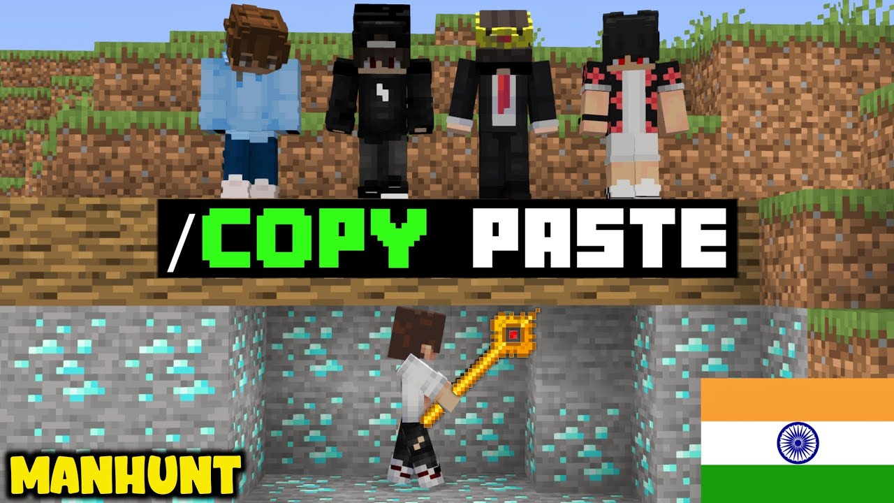 Minecraft Manhunt (1V4) But I Secretly Used Copy Paste Mod... - YouTube