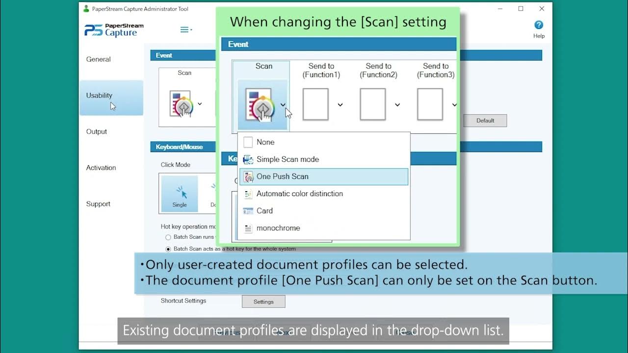RICOH fi/SP Series - PaperStream Capture Start Scanning Using the Button on the Scanner - YouTube