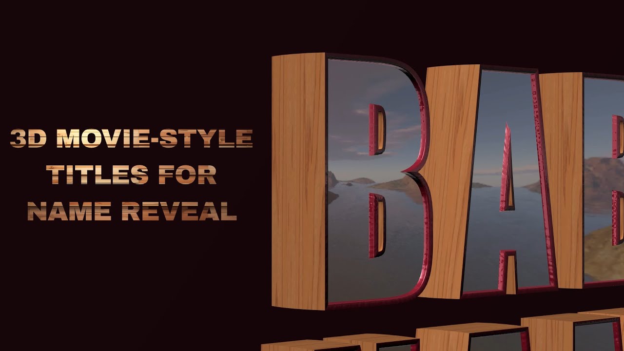 3D TEXT MOVIE TITLES STYLE NAME REVEAL - YouTube