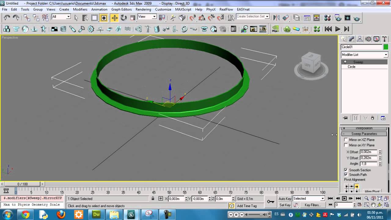 Modificador sweep - (sweep modifier) - 3ds max - YouTube