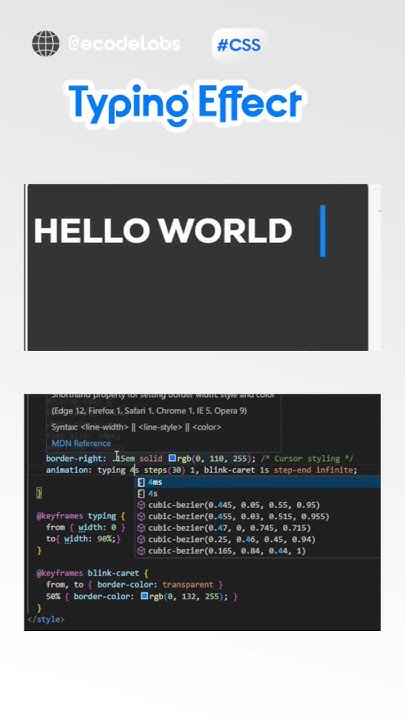 Css Typing Animation Effect Ecode Css Frontend Developers Webdev Ecode Ecodelabs Youtube