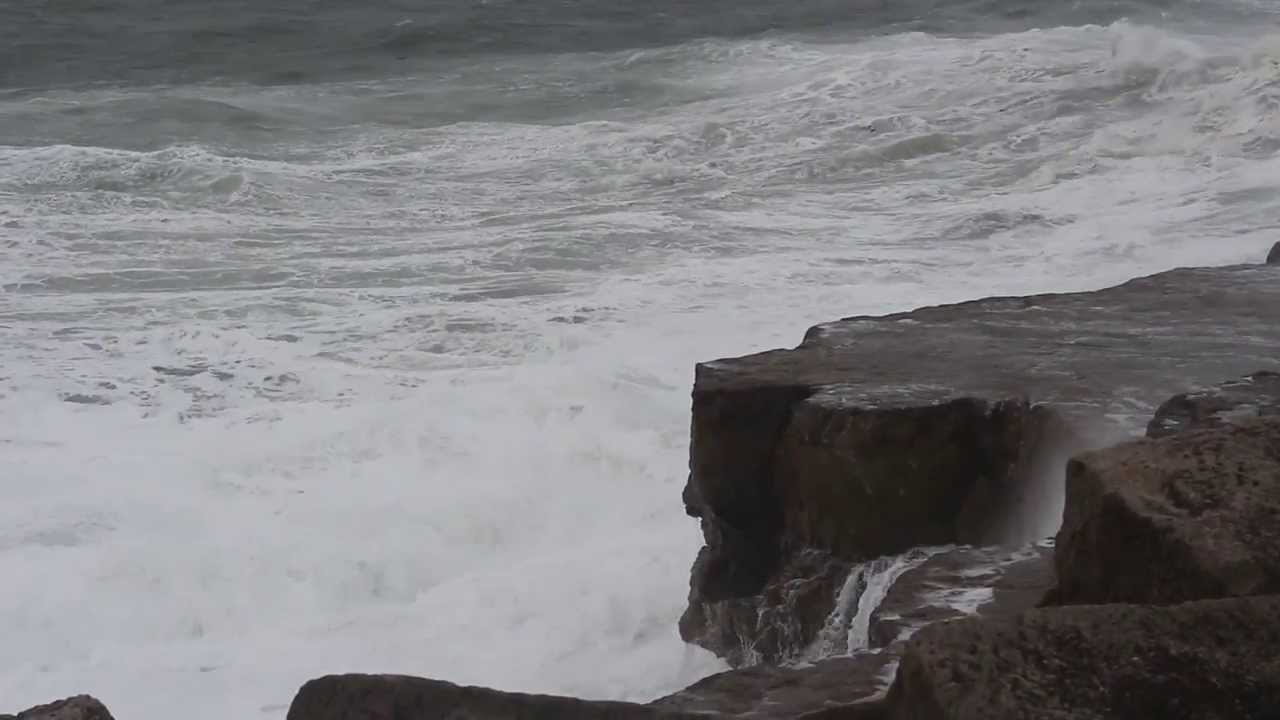 Portland Bill being battered in a force 10 storm - YouTube