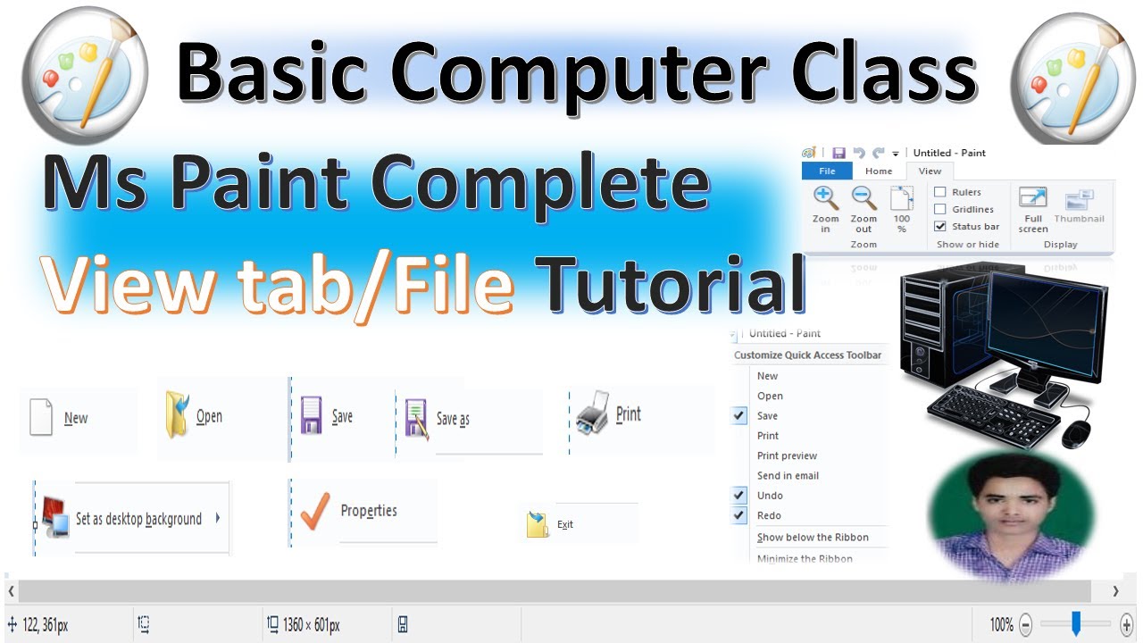 Ms Paint View Tab And File Menu in Hindi || Ms paint Complete View ...
