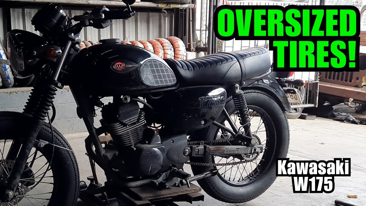 OVERSIZED SAWTOOTH TIRES on stock KAWASAKI W175 rims? - Red Indian ...