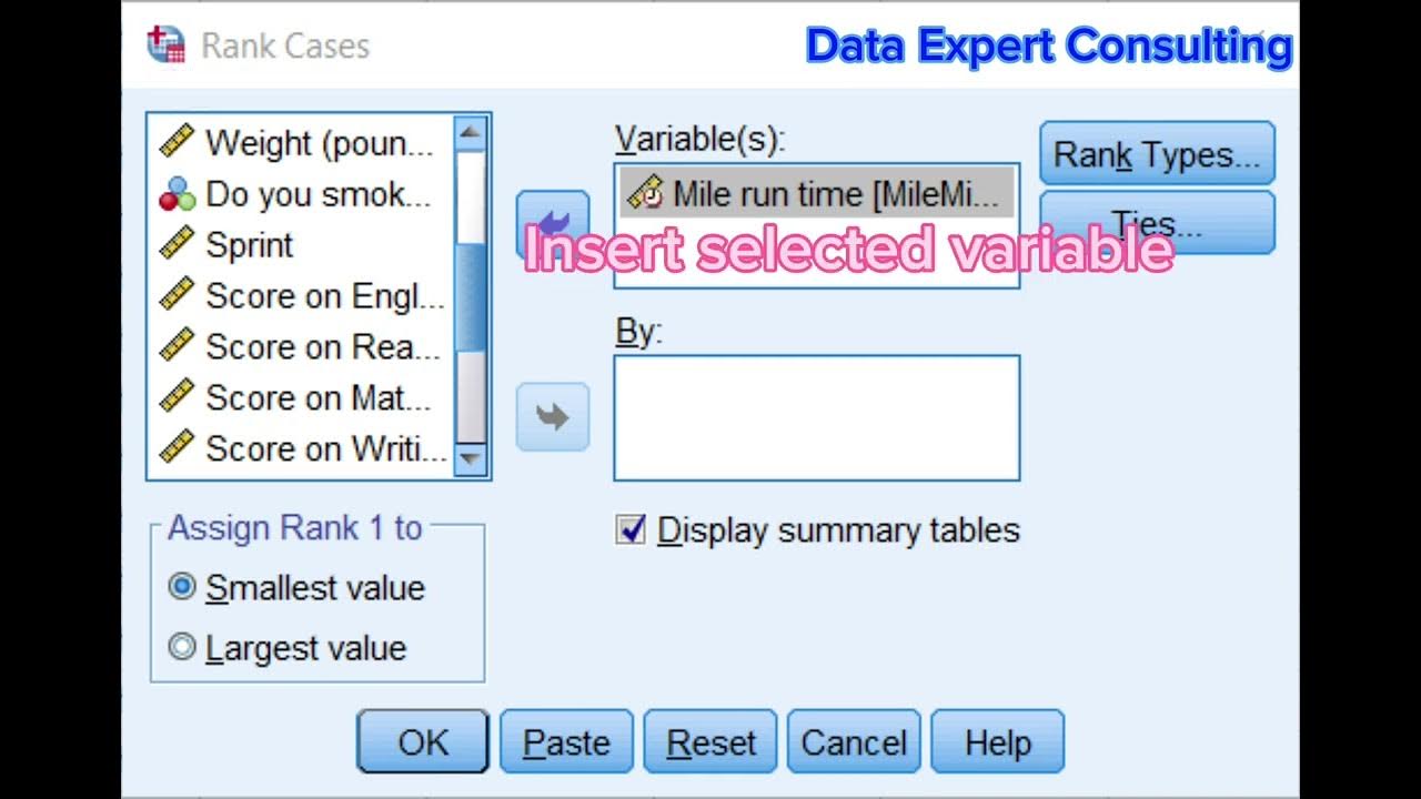 How to run Rank Cases Analysis Using SPSS - YouTube