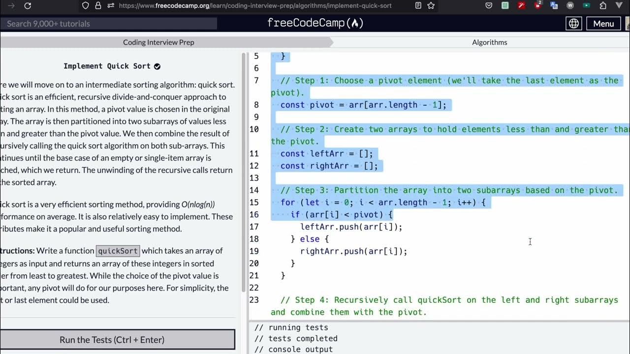 Challenge #21 Implement Quick Sort - YouTube