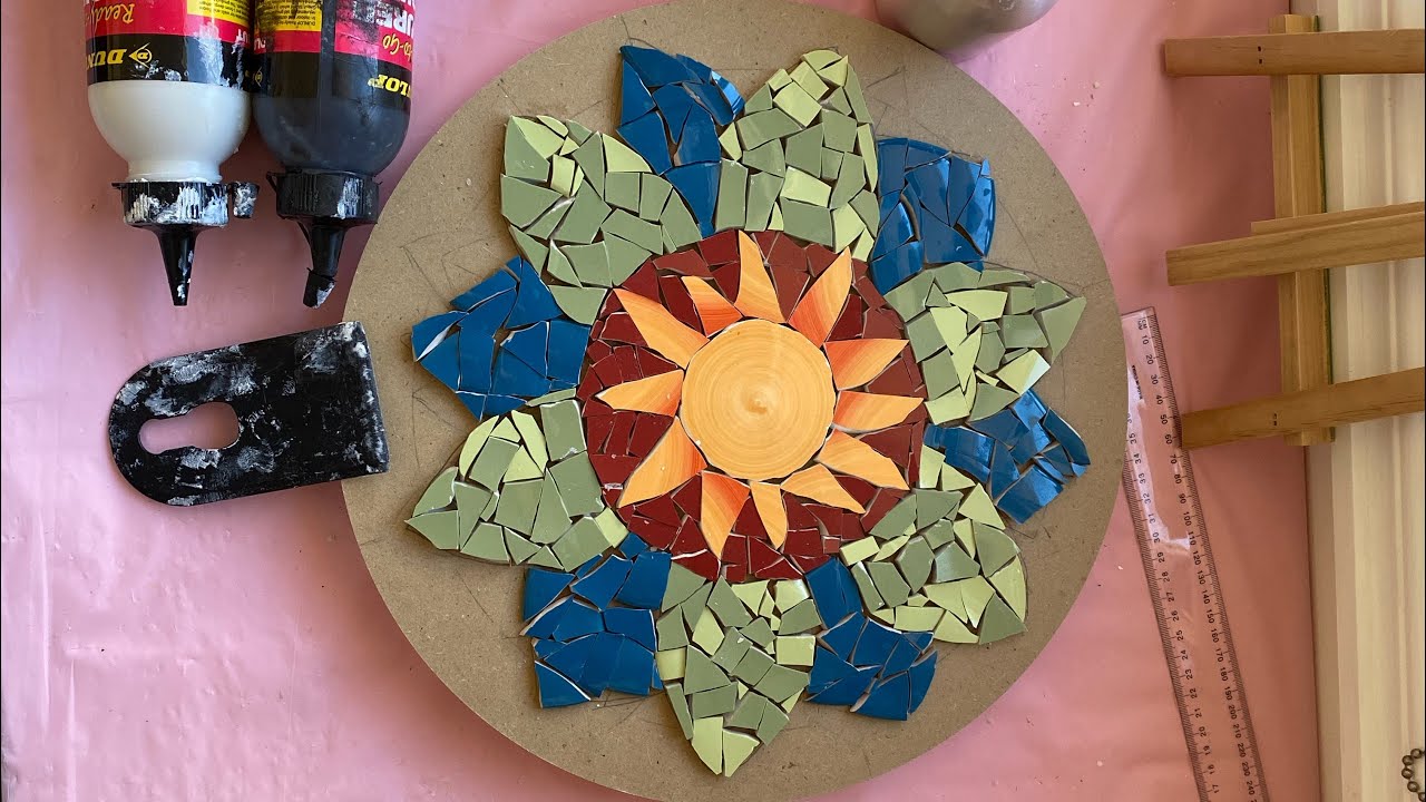 heart chakra mosaic art work - session 1 - YouTube