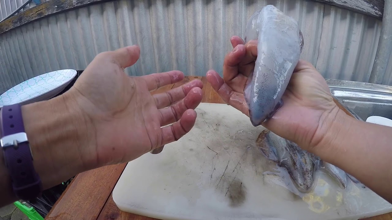 Squid cleaning - YouTube
