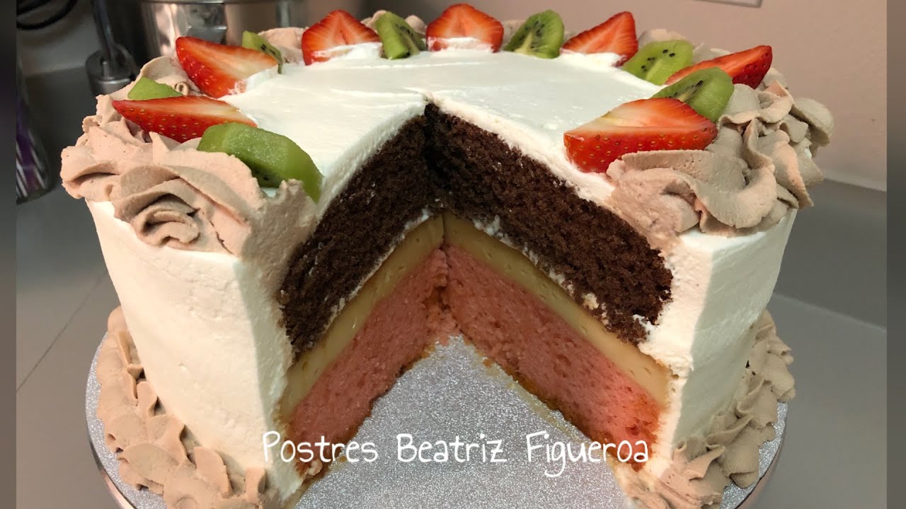 Pastel Napolitano 3 en 1 Fresa Flan y Chocolate🍓🍮🍫😋😋 - YouTube