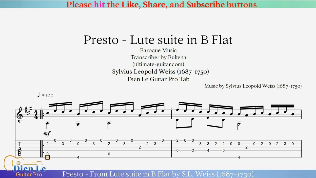 Presto - From Lute suite in B Flat by S.L. Weiss (1687-1750) - For ...