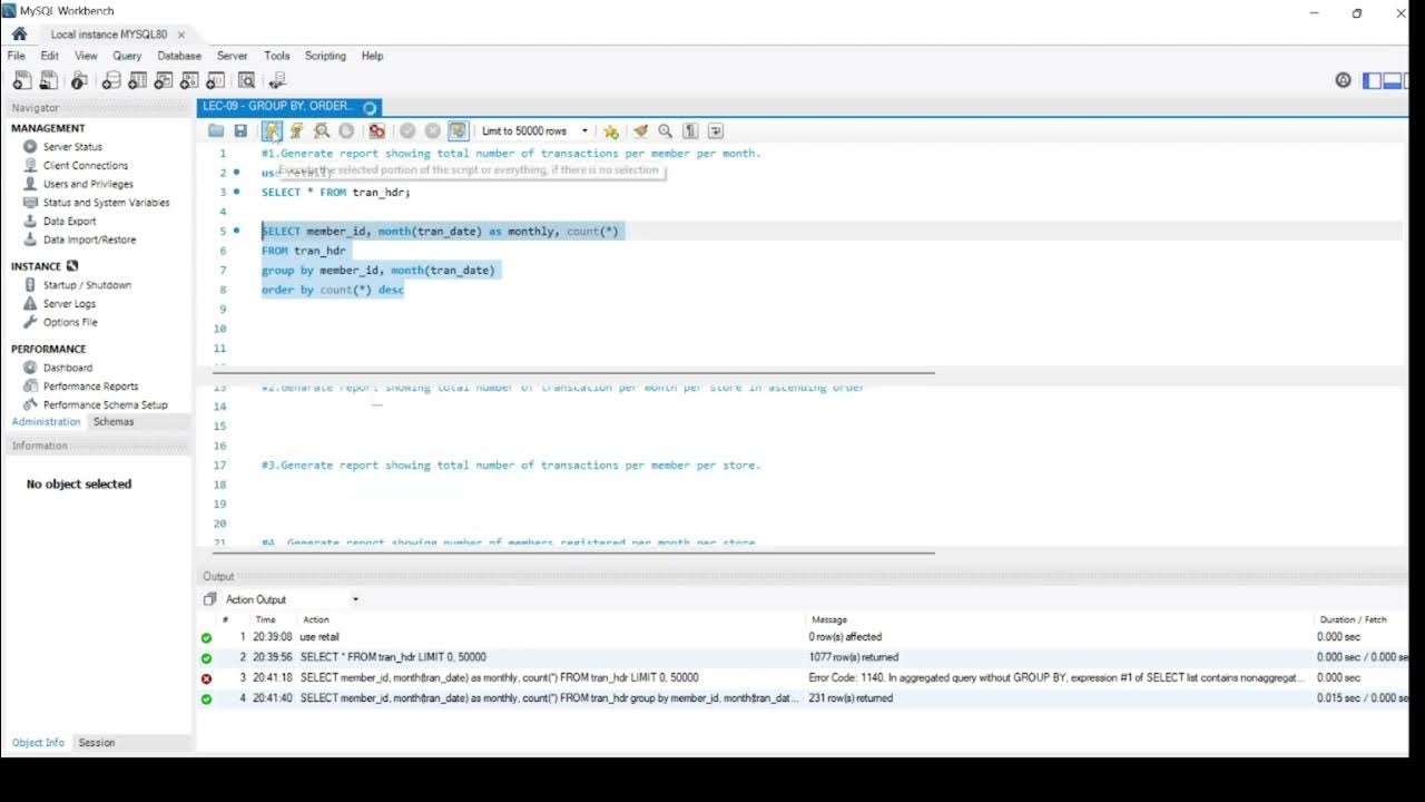 LEC-09: GROUP BY, ORDER BY IN SQL #sqlserver #datascience - YouTube