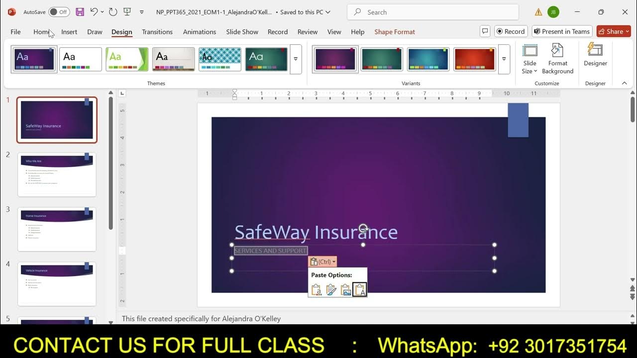 MS PowerPoint Module 1 Project ( SafeWay Insurance ) Powerpoint Module 1 End of Module Project 1 ...