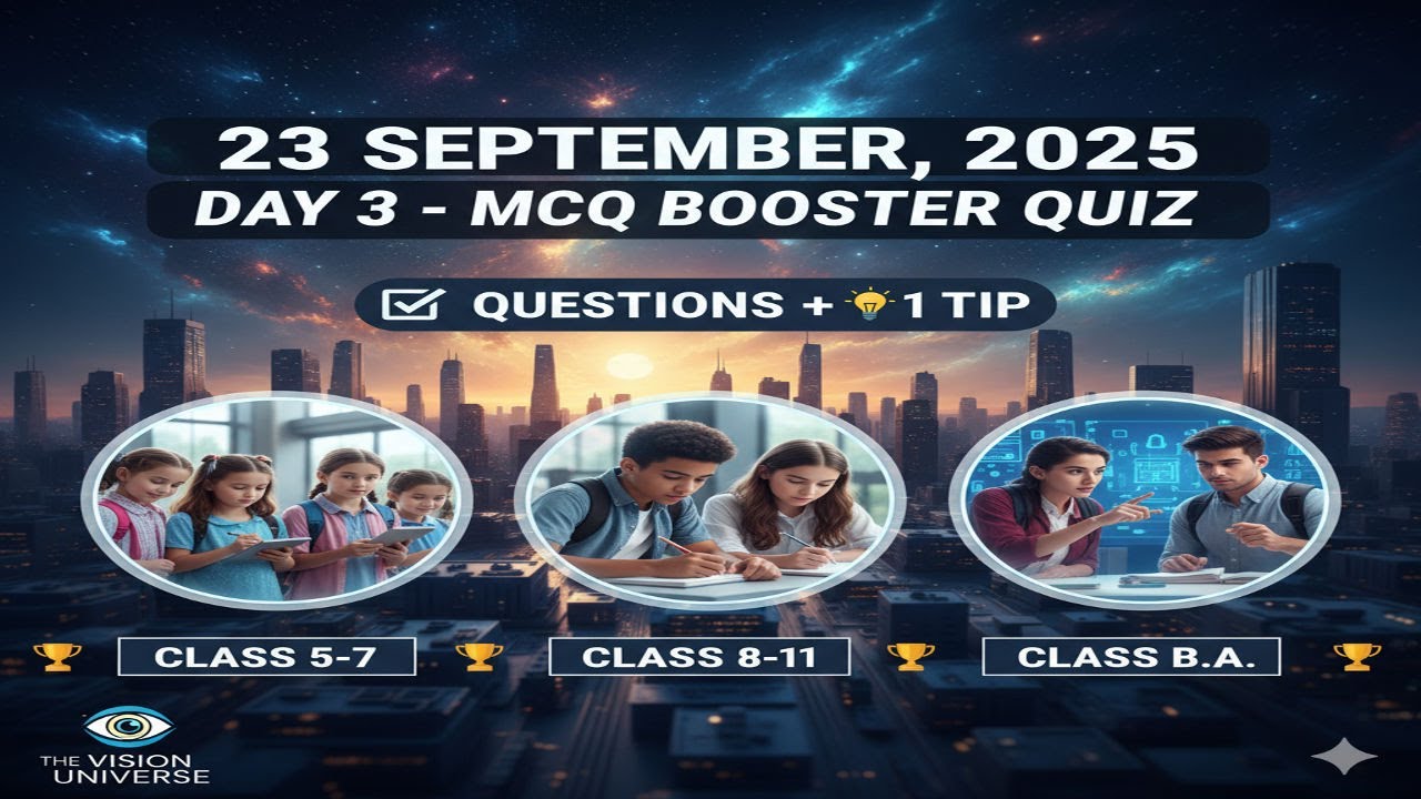 👉 Booster Quiz | Day 3 | Class 5–7, 8–11, BA | Daily Study Tip #gk # ...