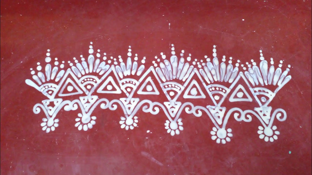 Simple Border Alpona Design ||New Border Alpona Design ||Santwana Roy ...