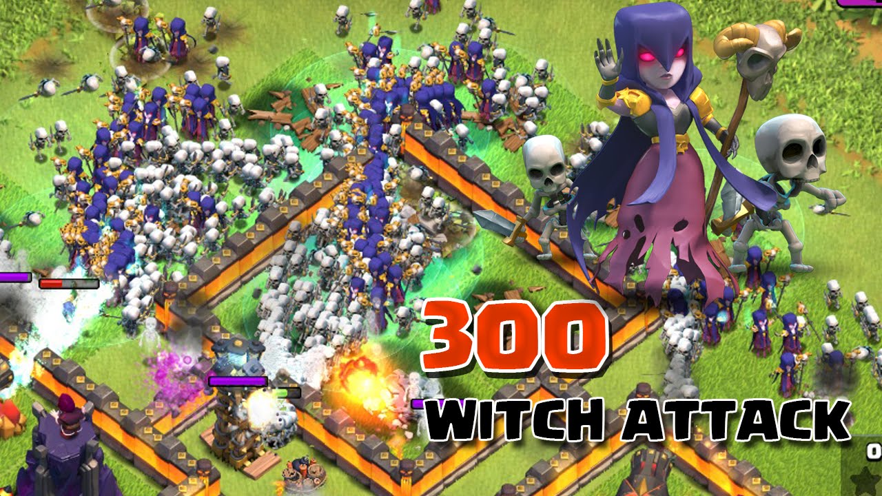 Clash of Clans - 300 Witches Attack (Massive Gameplay) - YouTube