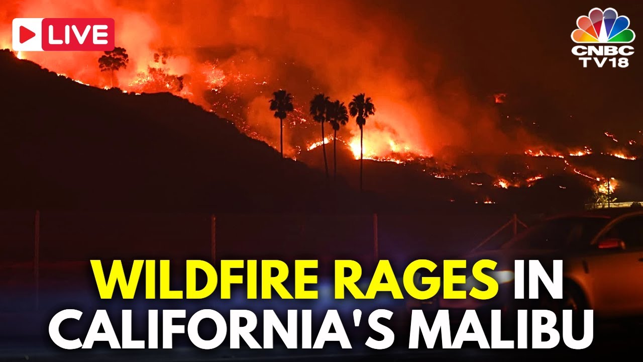 LIVE: Aerial View of Wildfire Fanned by Strong Wind Burning Northwest ...
