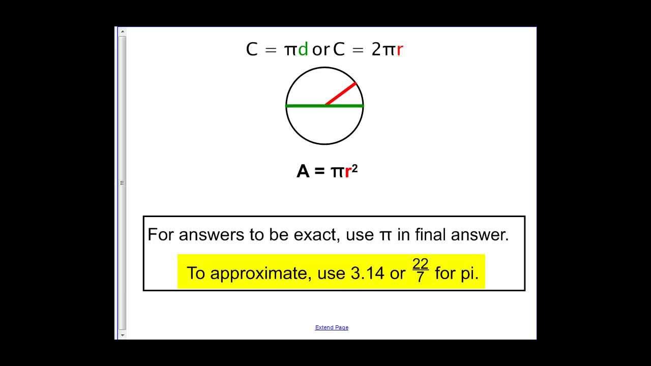 Circumference and Area of a Circle Example - YouTube