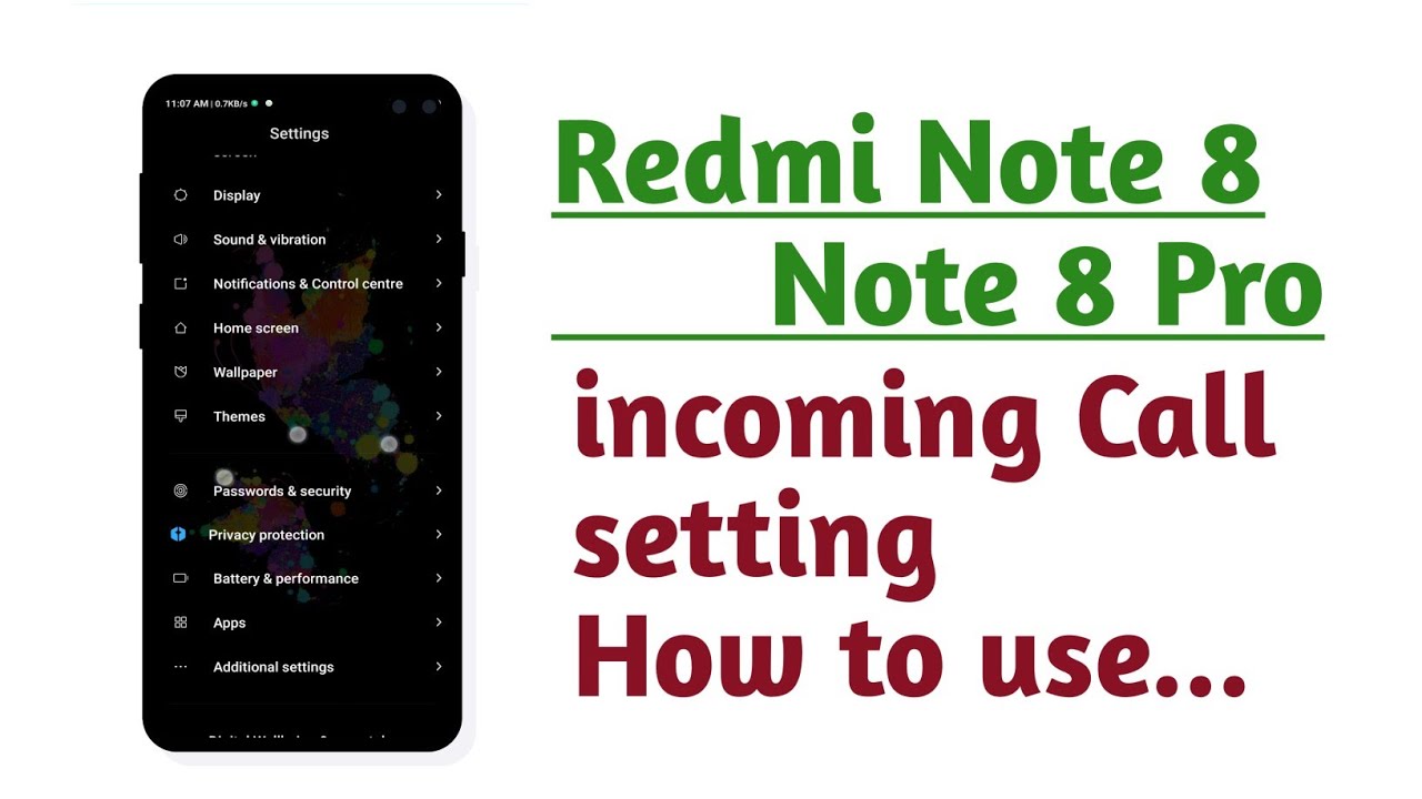 Redmi Note 8 , Note 8 Pro , incoming Call setting How to use - YouTube