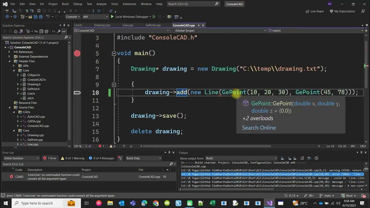 2D CAD Development with C++ in Visual Studio Part 13 - YouTube