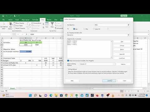 Solving a Linear Programming Problem with Excel Solver - YouTube