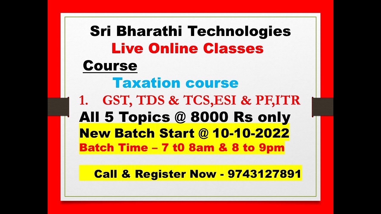 Online Taxation course GST , TDS , TCS, ESI & PF, Income Tax (ITR) With ...