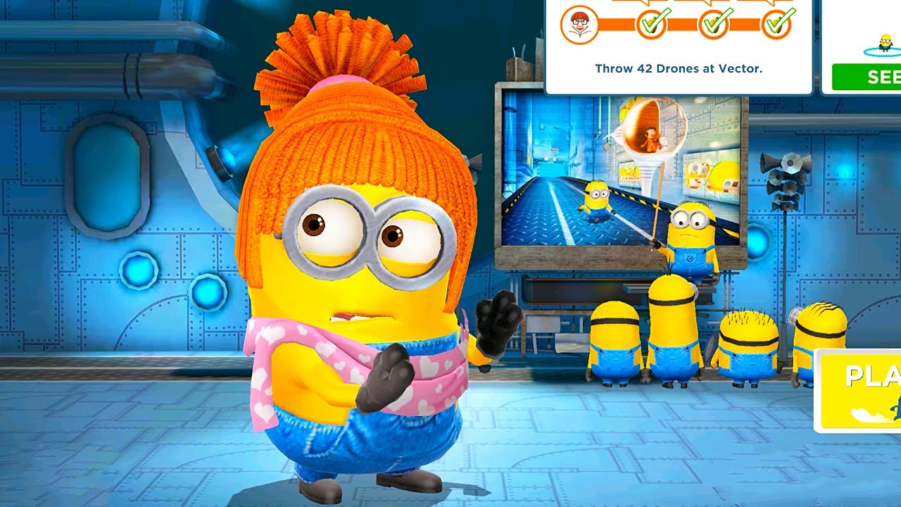 Despicable me minion rush Boss Battle ! Lucy vs Vector and His Drones ...