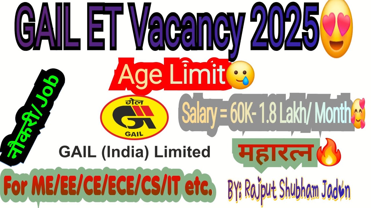 🔥 GAIL Recruitment 2025 | GAIL ET Vacancy 2025 | GAIL Executive Trainee ...