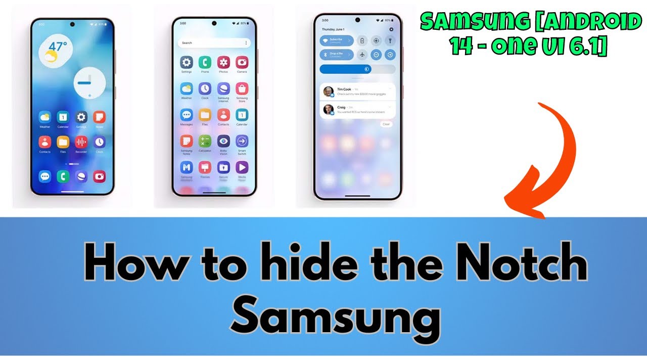 How to hide the Notch Samsung [Android 14 - One UI 6.1 ] (change Notch ...