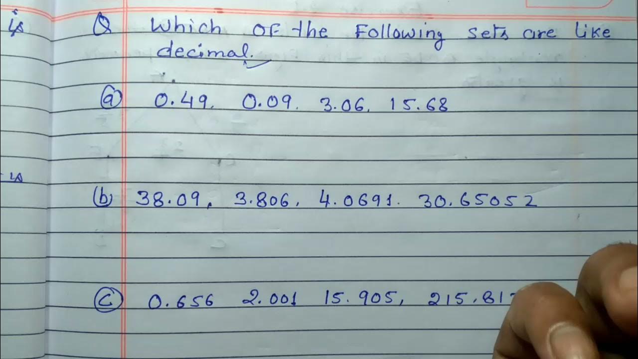 Which of the following sets are like decimal - Class 5 | Find the like ...