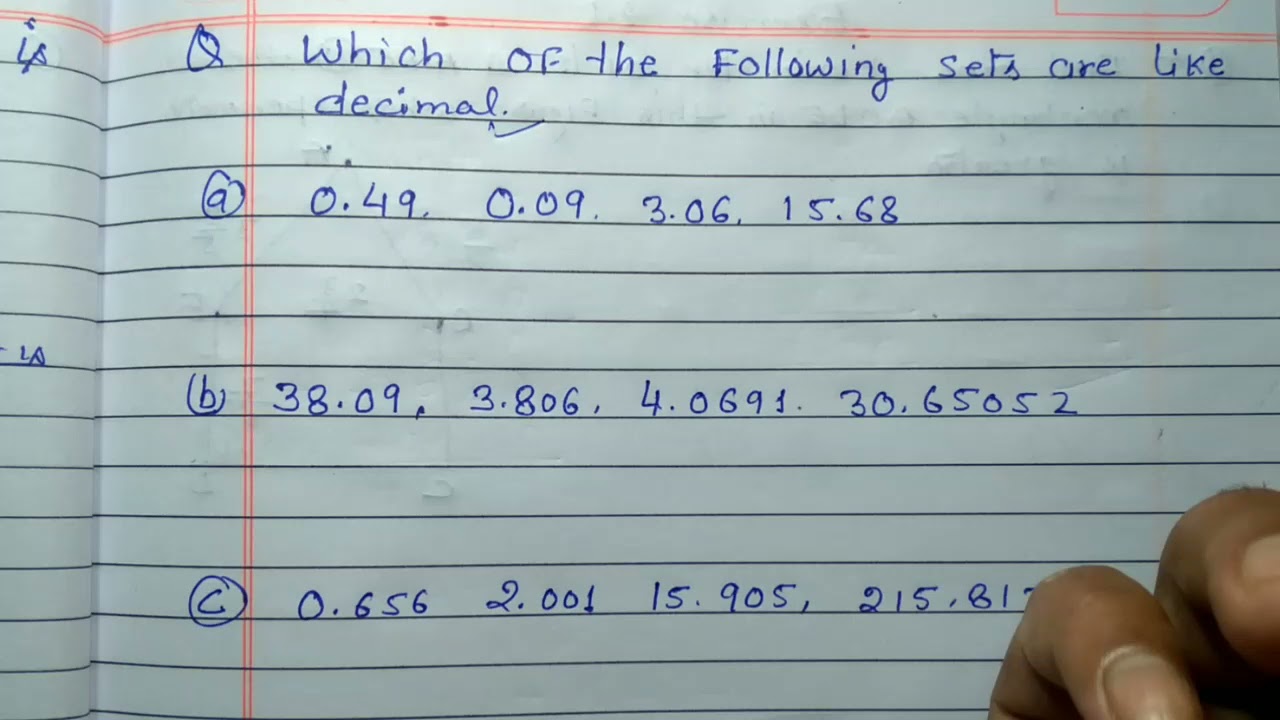Which Of The Following Sets Are Like Decimal Class 5 Find The Like Which Of The Following Sets Are Like Decimal Class 5 Find The Like